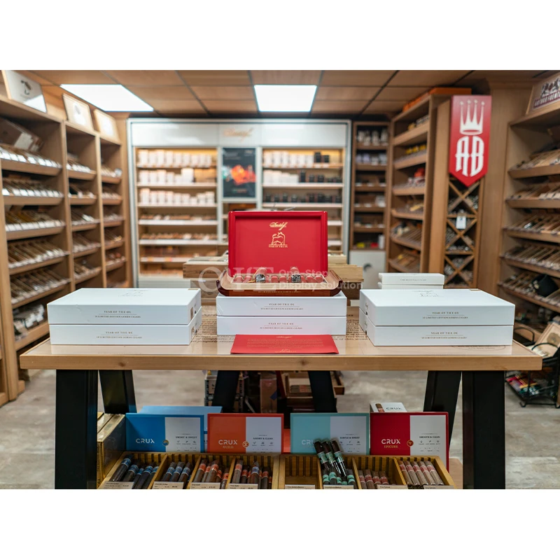 Modern Floor Glass Cabinet Tobacco Cigar Displays Wooden Display Retail ...