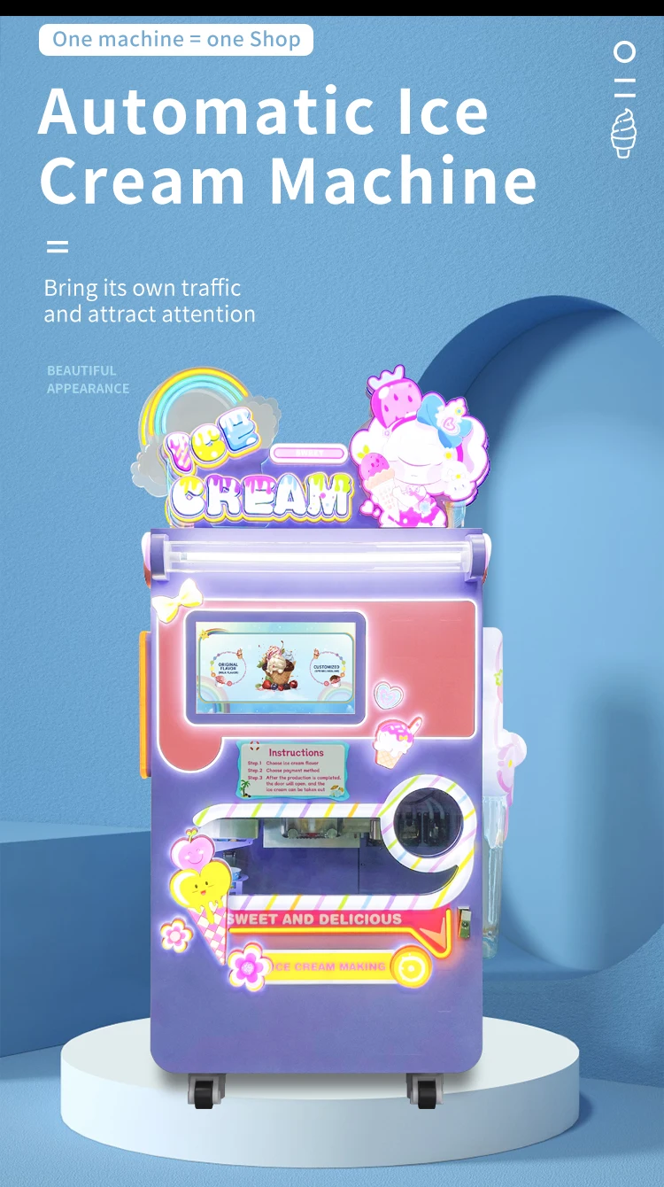 Red Rabbit Smart Robot Ice Cream Vending Machine Automatic Snowflake ...