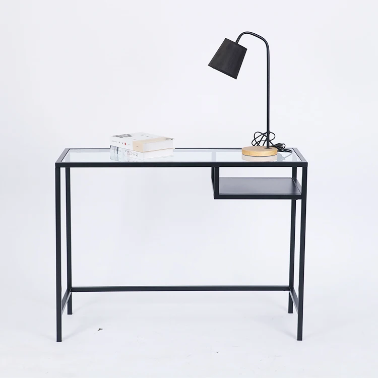 Black Steel Frame Standing Computer Desk With Small Drawer Design - Buy ...
