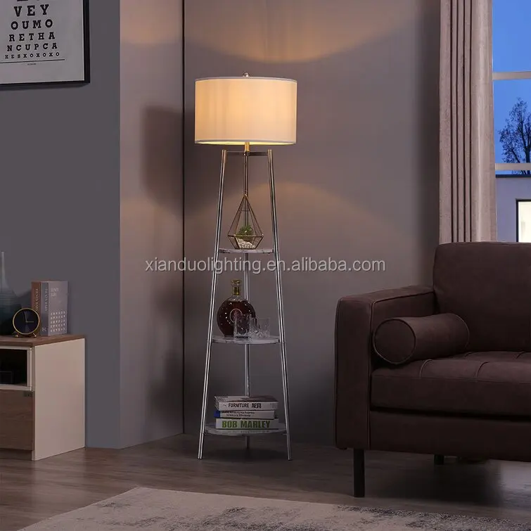 Modern Sofa Side Reading Floor Lamp with Shelves| Alibaba.com