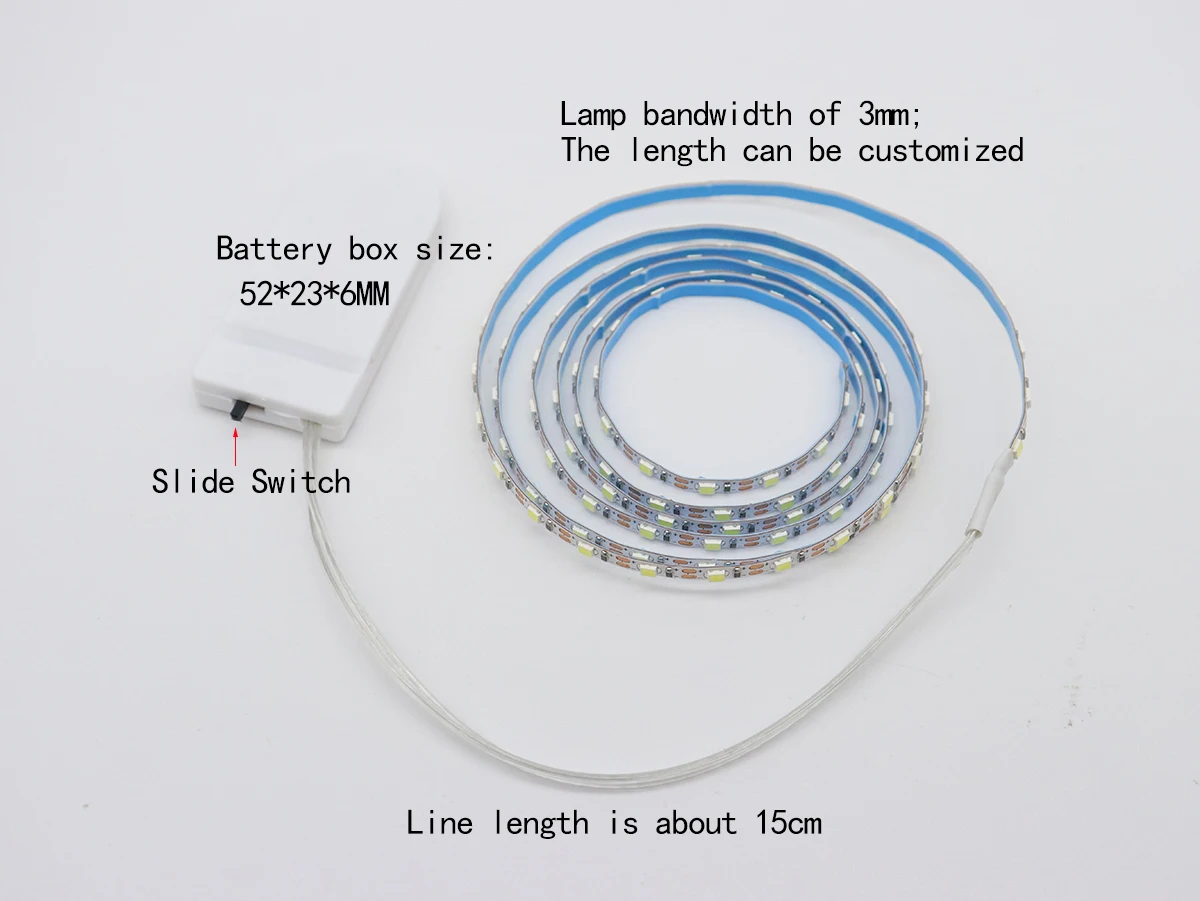 Battery Cell Powered LED Strip Lights - 5V, 50cm, 110 Leds