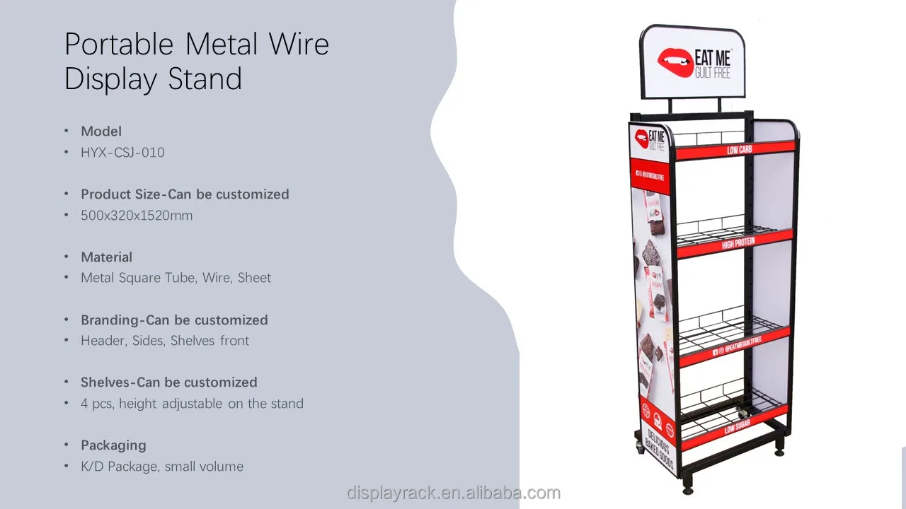 Black Metal Wire Mesh Display Stand - Hot Sale for Supermarkets