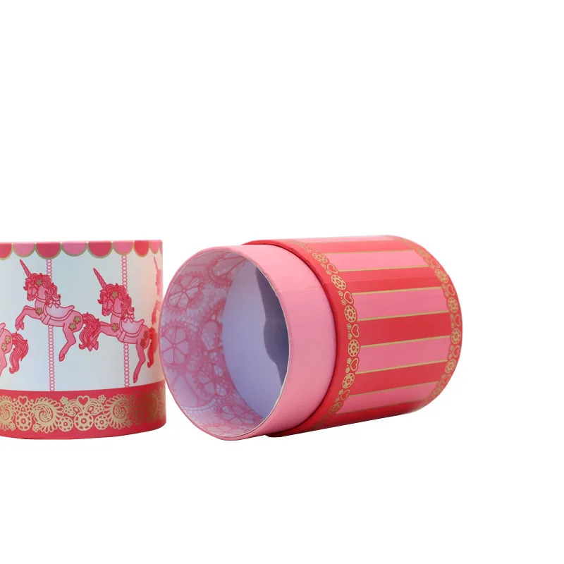 Custom Matt Laminated Pink Boxes Cylinder Packaging Cosmetics Paper ...