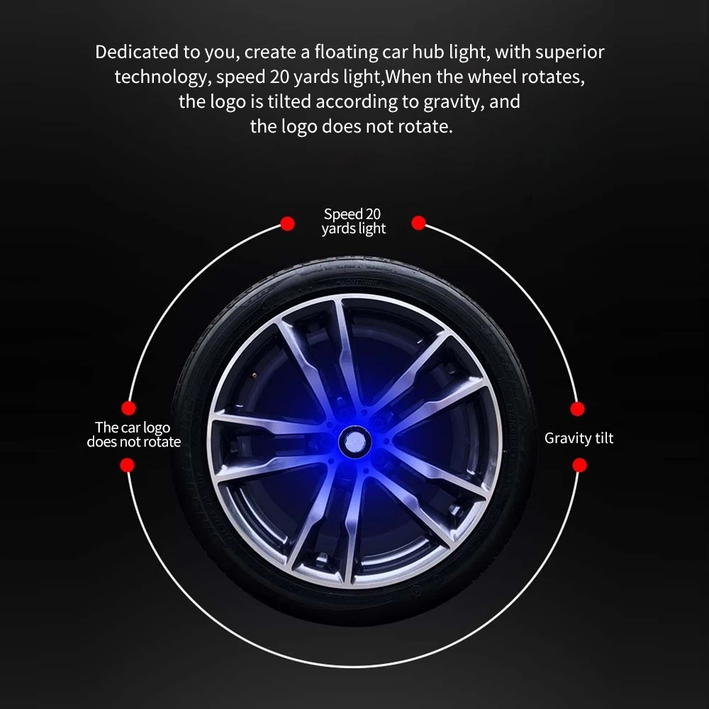 Car Wheel Logo Light Hub Center Caps Cover Modificat LED Illuminated ...