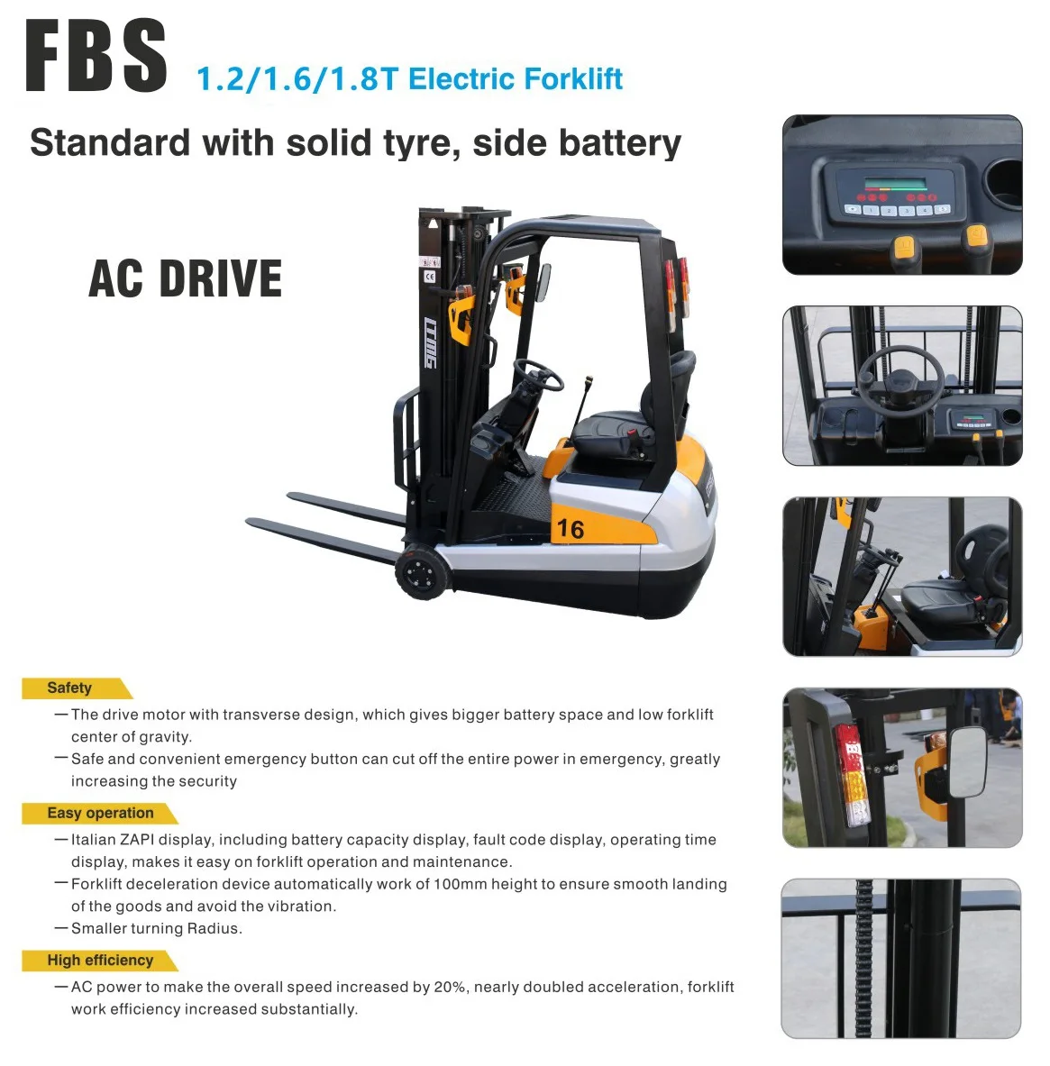 Ltmg Battery Mini Narrow Forklift 1.5t 1.6t 1.8t 2t 3 Wheel Lithium Lead-acid Electric Forklift ...