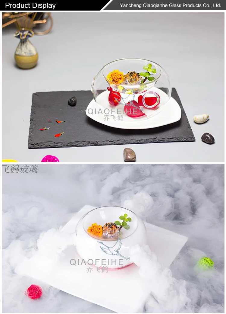 Creative Double-Glazed Dry Ice Three-Eyes Glass Bowl