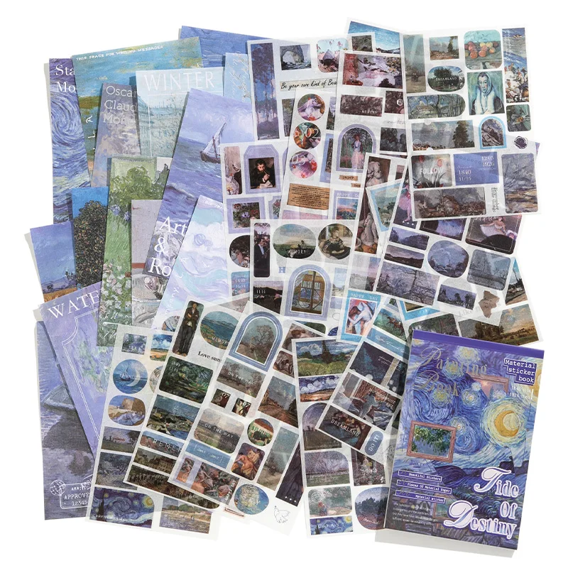 Simno Vintage 50 Sheets Bullet Journals Washi Monet Stickers for Junk ...