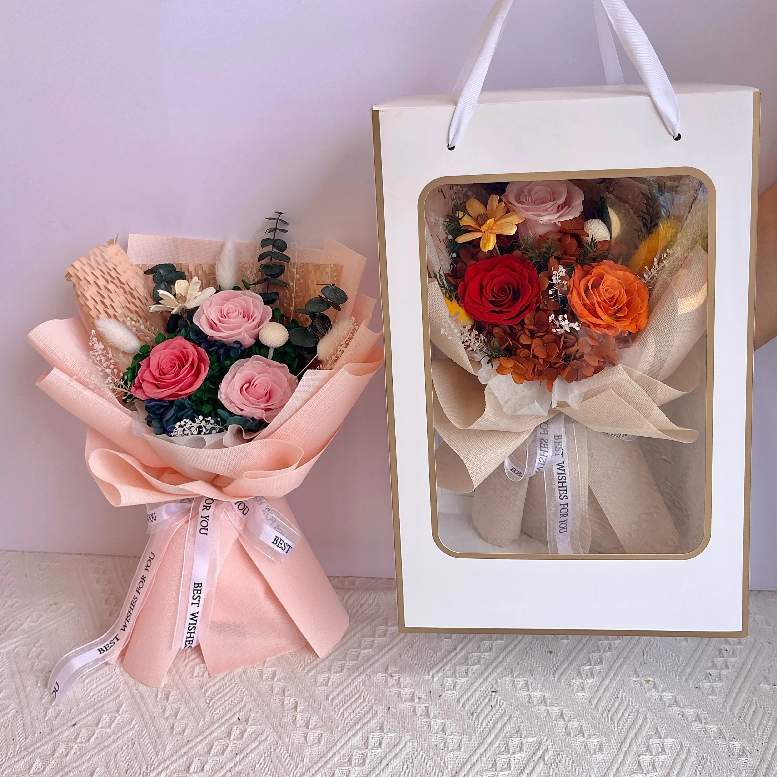 Wholesale Beautiful Eternal Natural Rose Flower Bouquet Love Languages ...