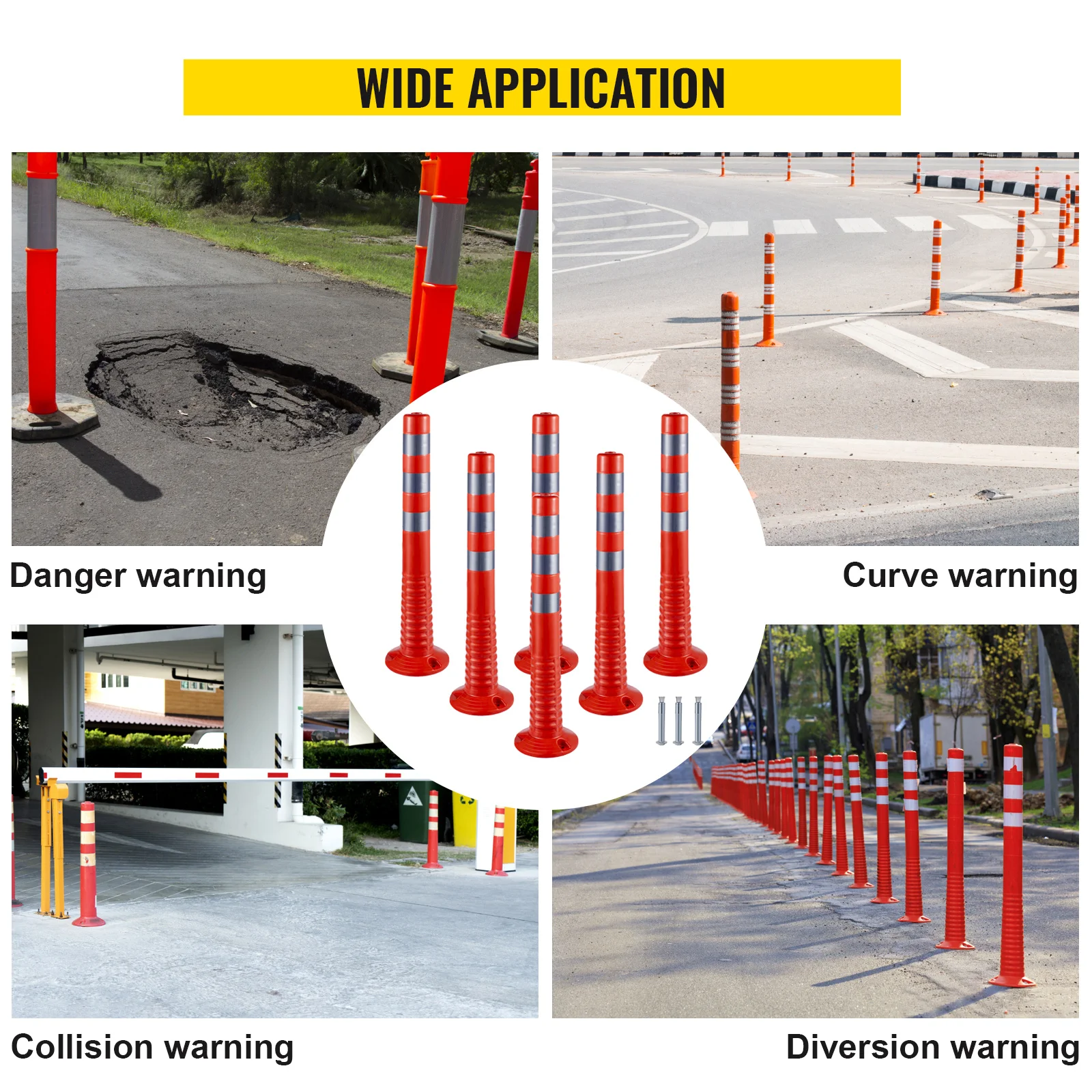Safety Barrie Bollard Steel Traffic Pole Signs Parking Post Safe Column ...
