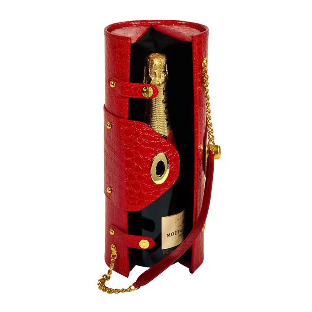 Custom Pink PU Leather Handheld Wine Bag with Logo Factory-Customized ...