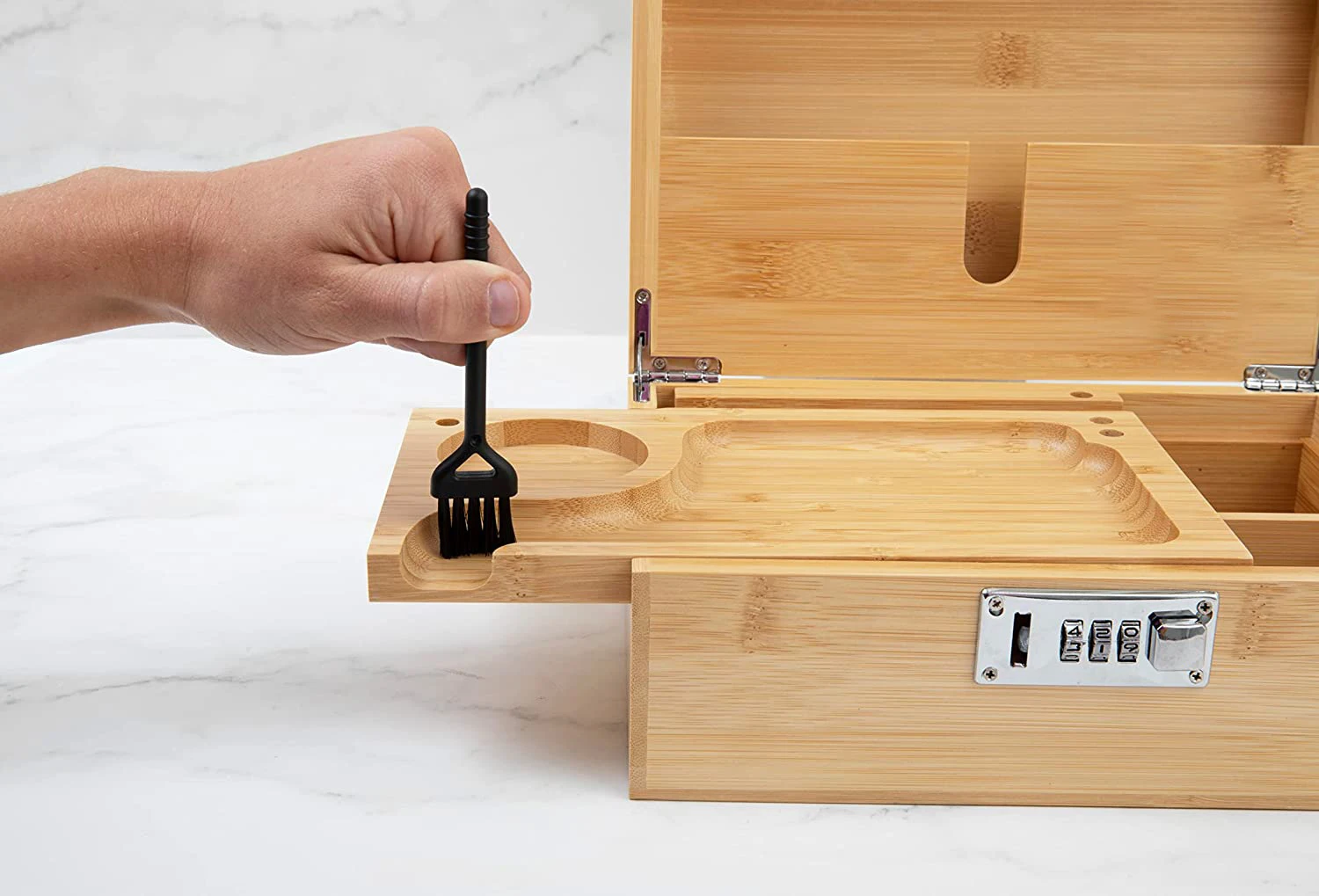 Wholesale Bamboo Wooden Hash Stash Box With Rolling Tray Smell Proof ...