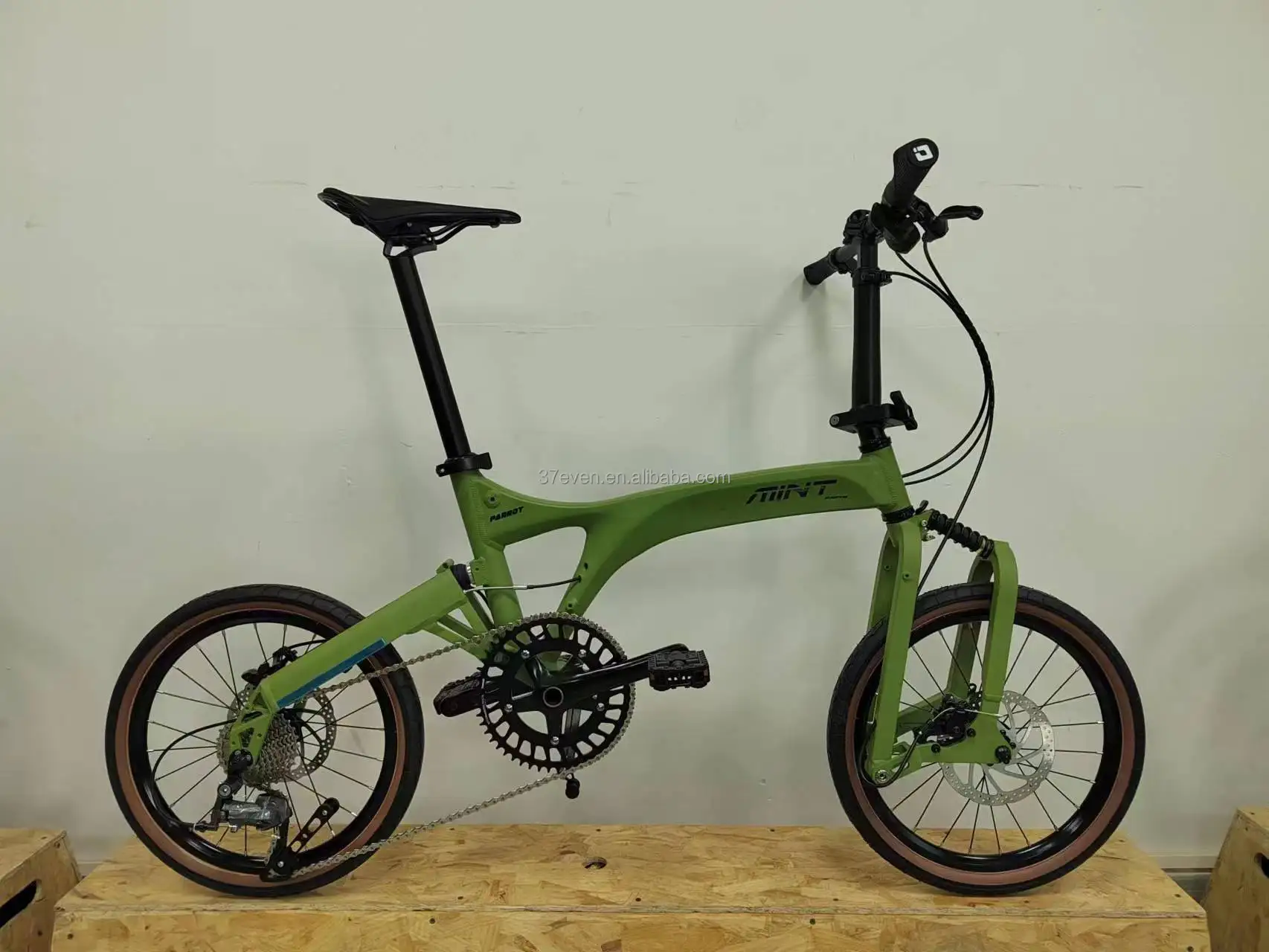 MINT PARROT Folding Bicycle - Triple Fold, 9 Speed, Disc Brake
