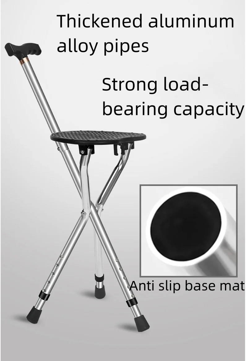 Medical Elderly Disabled Aluminum Crutch Foldable Chair Walking Stand ...