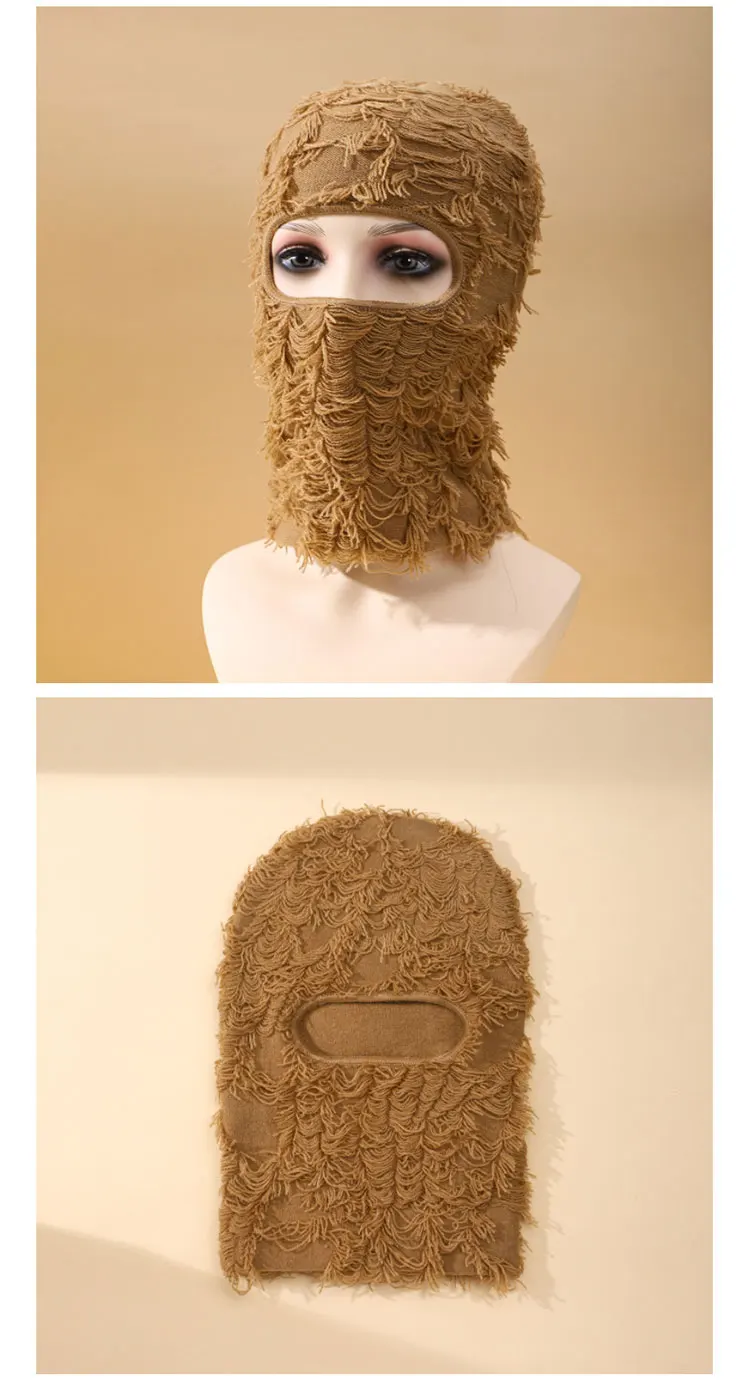 Winter Custom Distressed Designer Balaclava Beanie Hat