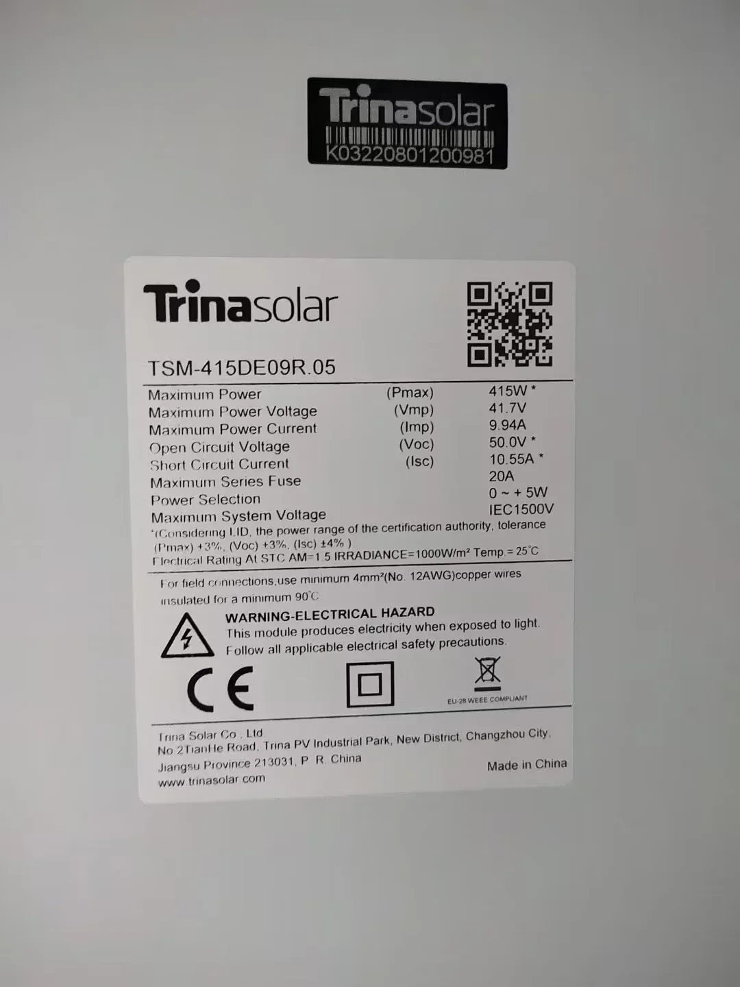 Trina Solar Panel Trina Vertex S Solarpanel 415w 420w 425w 435w Black ...