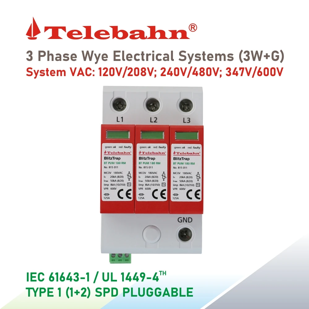 Telebahn 3 Phase Wye SPD - 8ka, 20ka, 50ka Surge Protection