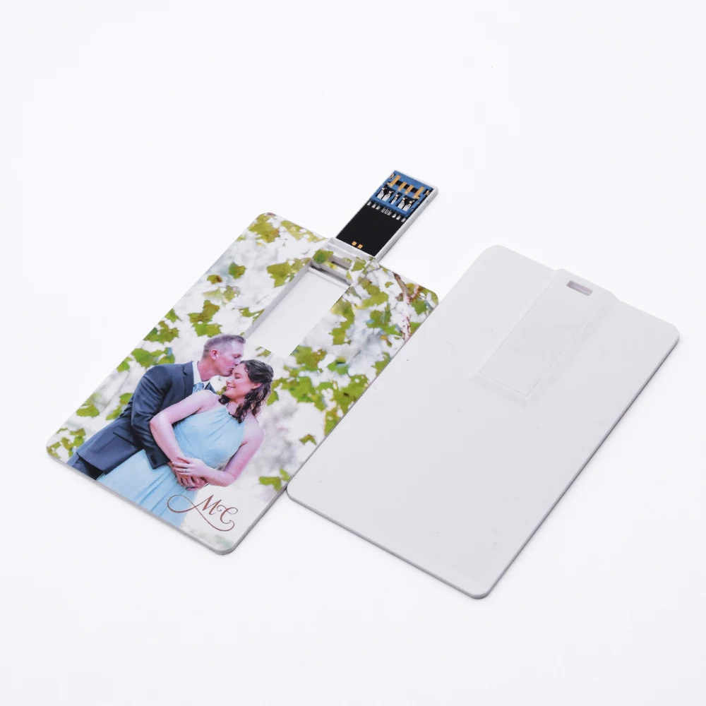 White Credit Memory Card USB Sticks Custom Photo Print Company Logo ...