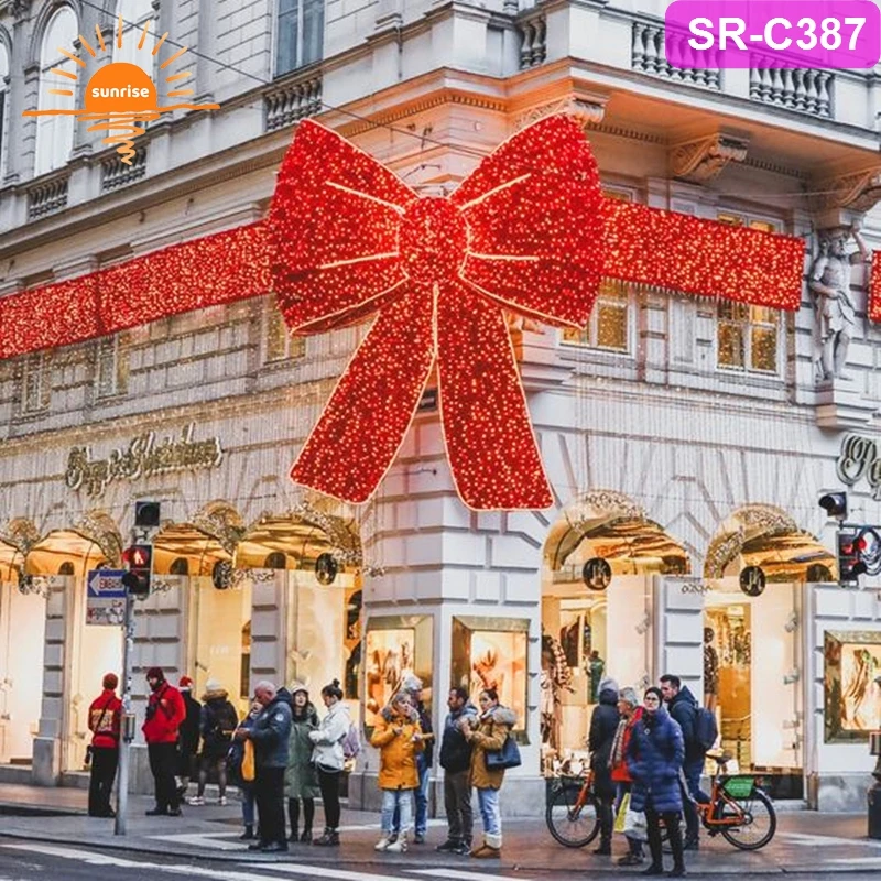 Giant Red Bow Christmas Decorations - Outdoor Lighting