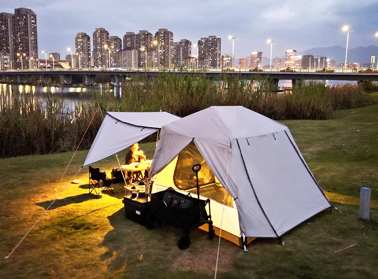 Outdoor Double-layer 3-4 Person Speed Open Tent Waterproof Family ...