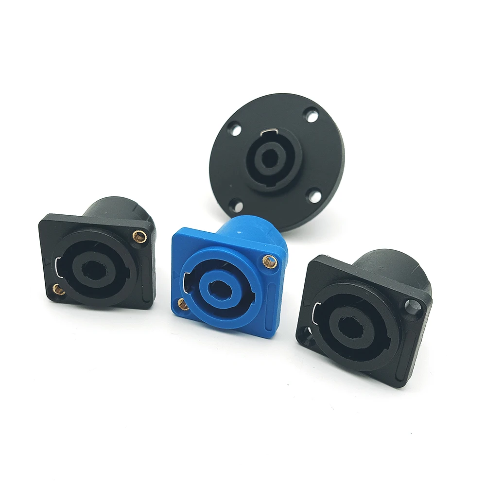 4-Pole Panel Mount Audio Twist Lock Round Speaker Jack Plate with Metal Insert Audio Connector ...
