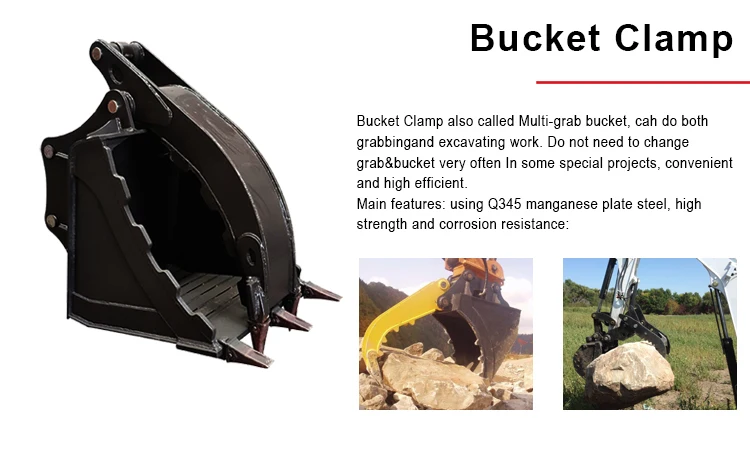 Excavator Thumb Grab Hydraulic Grapple Bucket - Buy 1.7-30t Excavator ...