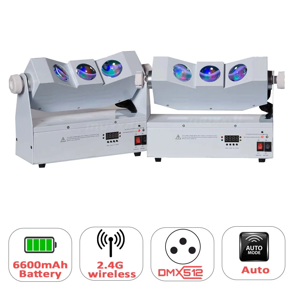 Tri-Beam 3x10W RGBA 4in1 Led Uplights Battery Wireless DMX Wall Washer ...