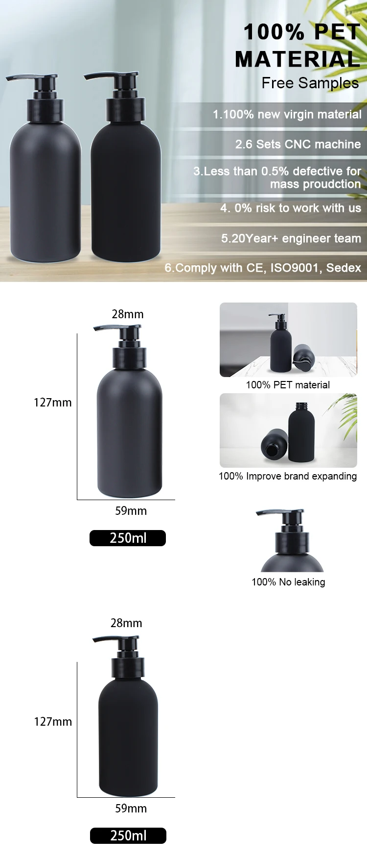 Luxury Frosted Matte Soft Touch PET Plastic Empty 250ml 500 ml 800ml ...