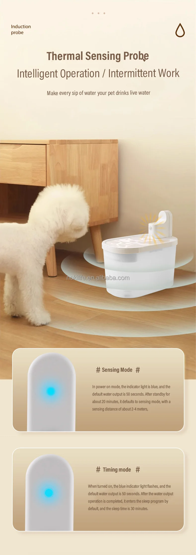 Rechargeable 2.5l Automatic Sensor Timer Pet Water Feeder Fountain ...