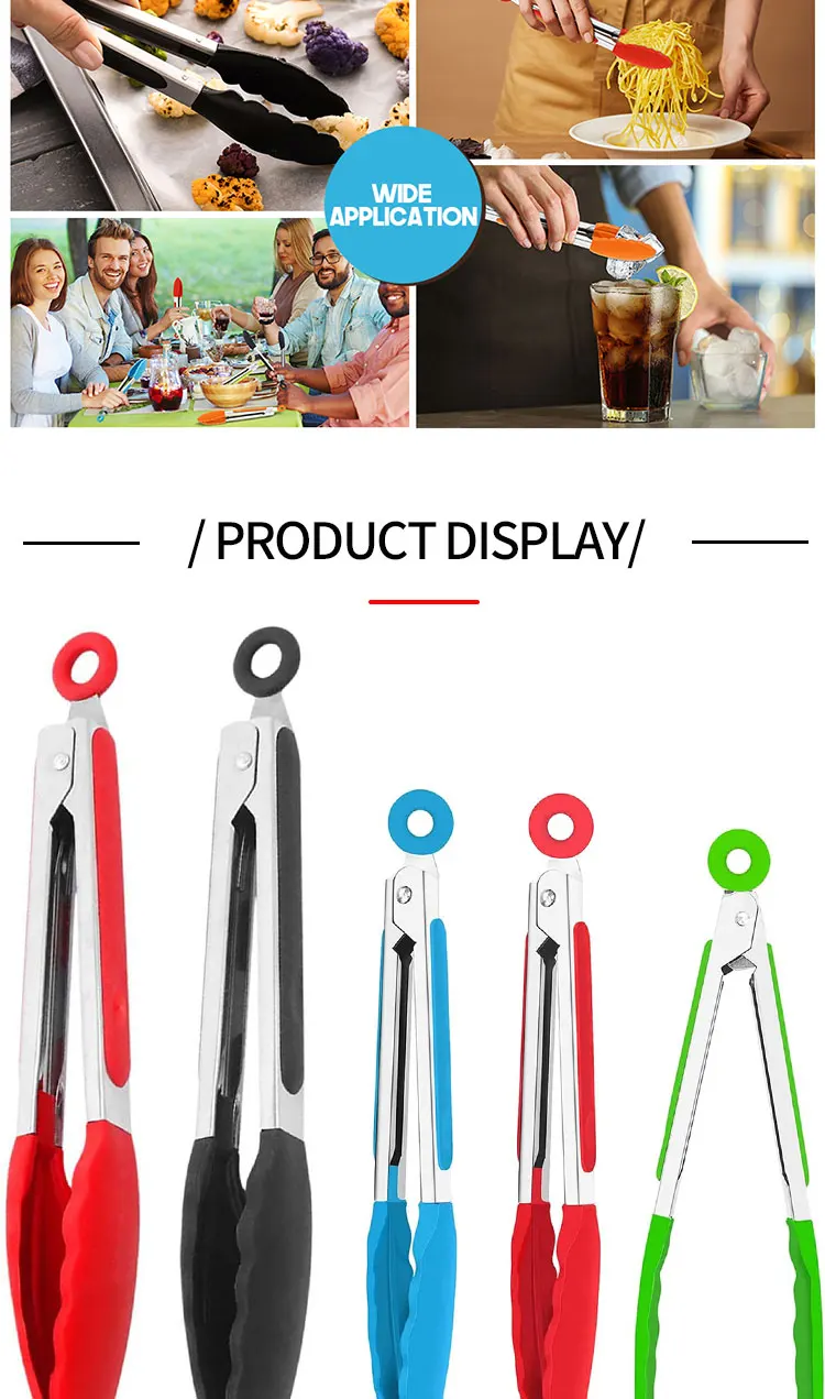 Premium Quality 7/9/12 Inches Anti Slip Kitchen Tong Silicone Food Tong ...
