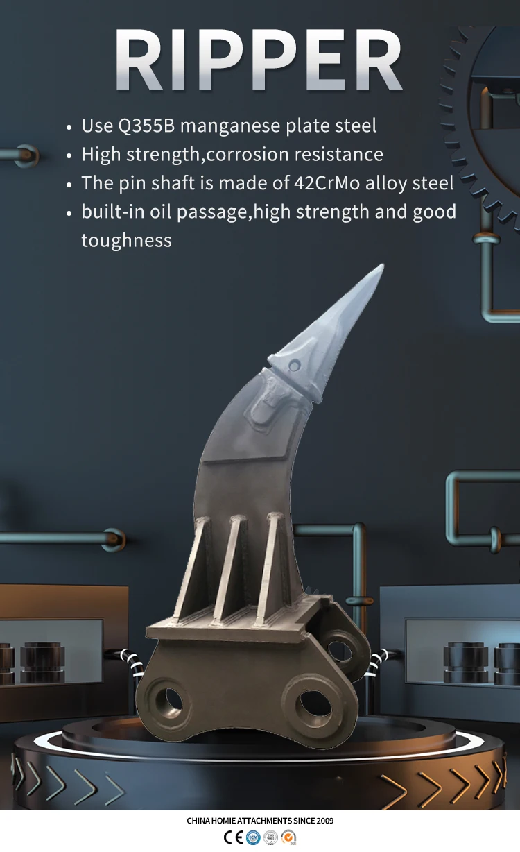 Excavator Ripper Tooth / Ripper Hook Attachment Rock Single Tine Ripper ...