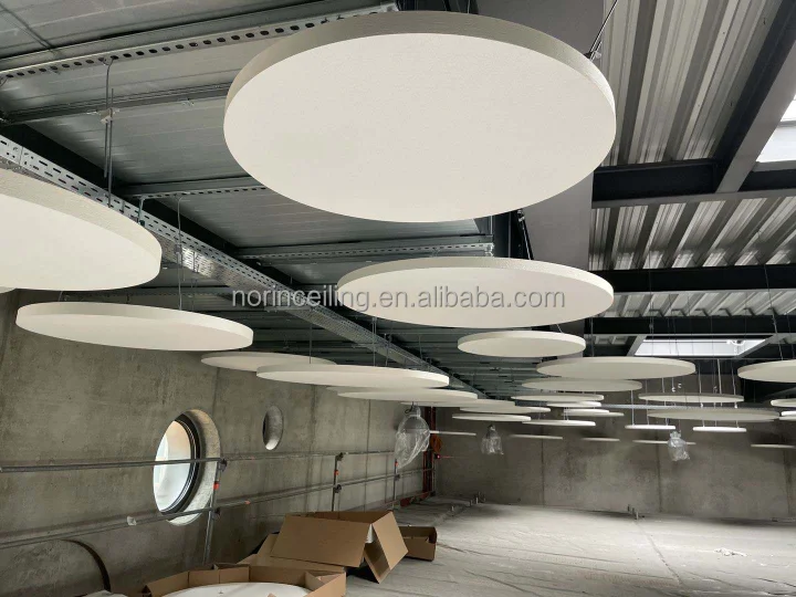 Dia 1200mm Circle Acoustic Ceiling Panels Pet Baffles Glass Wool Felt ...