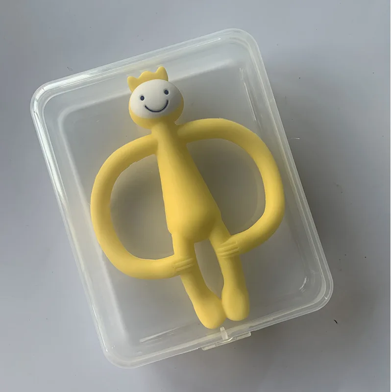 Crown Monkey Teether Teething Stick Baby Silicone Teether Boilable Baby ...