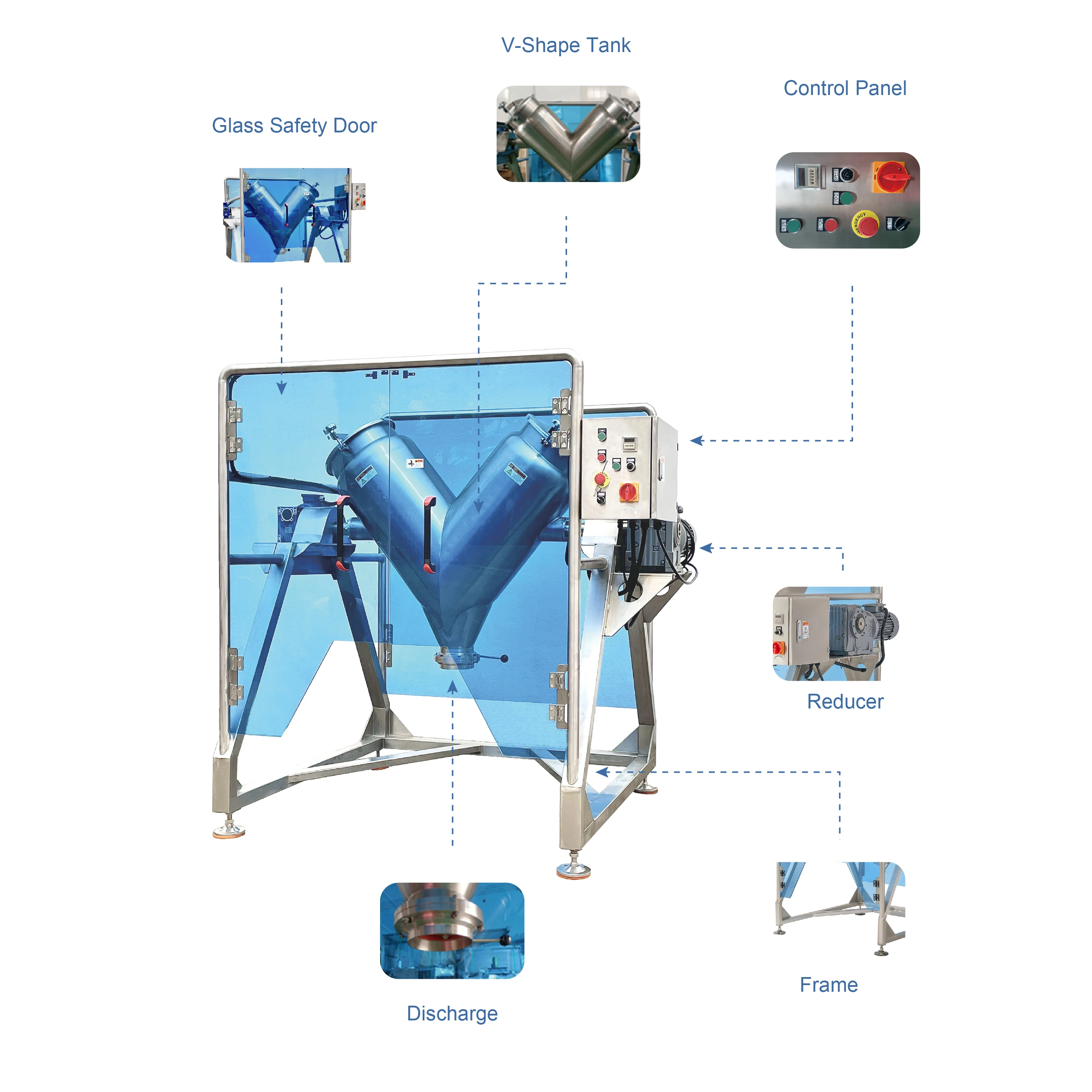 Multi-functional 30l 50l 70l V Mixer Machine Sugar Xylitol Erythritol ...