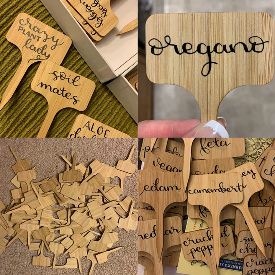 Bamboo Plant Labels Garden Plants Flowers Markers Tags Eco-Friendly ...