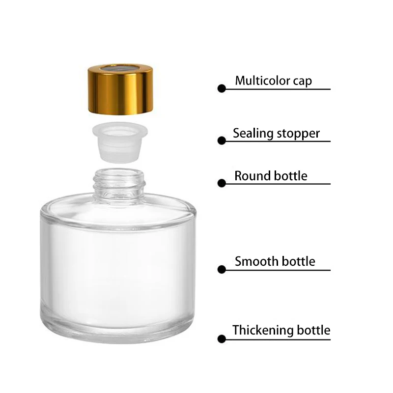 Luxury Classic Cylindrical Clear Reed Diffuser Bottle 50ml 100ml 150ml 210ml Glass with Screw ...