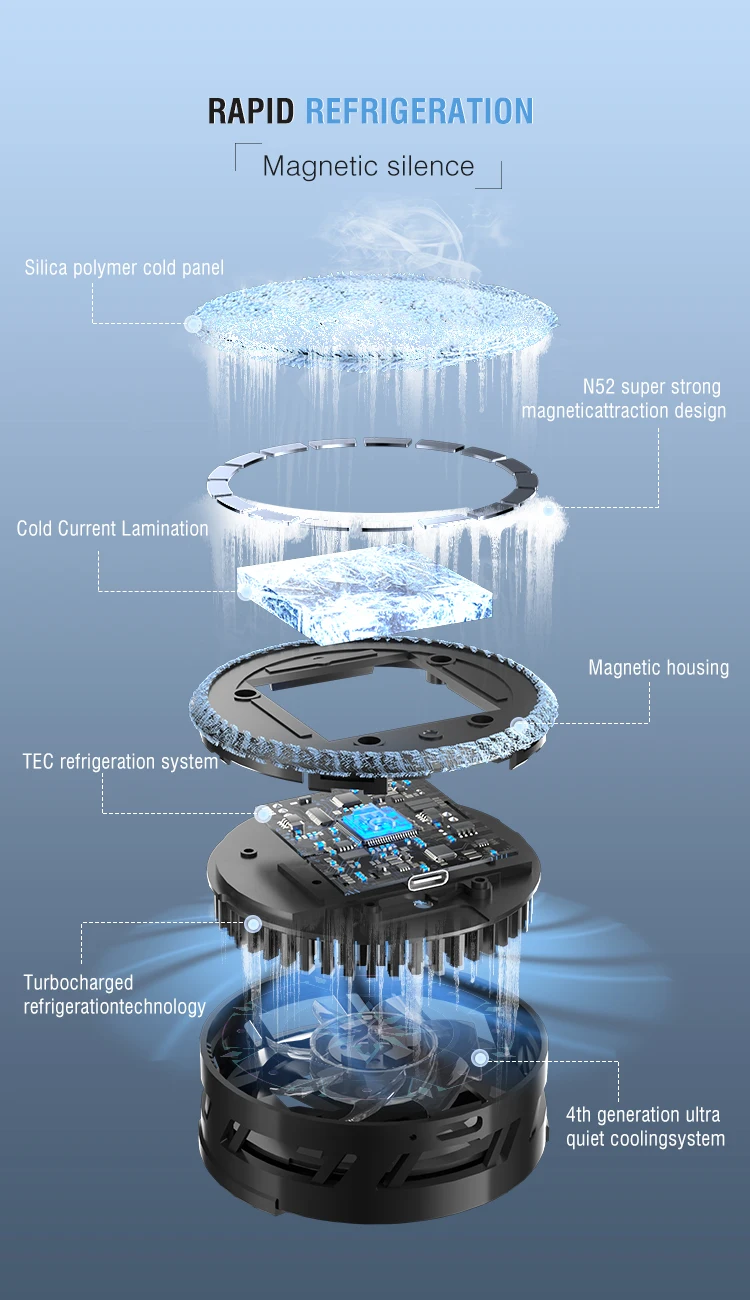 Js40 Magnetic Semiconductor Phone Cooler Fast Cooling Fan Radiator For ...