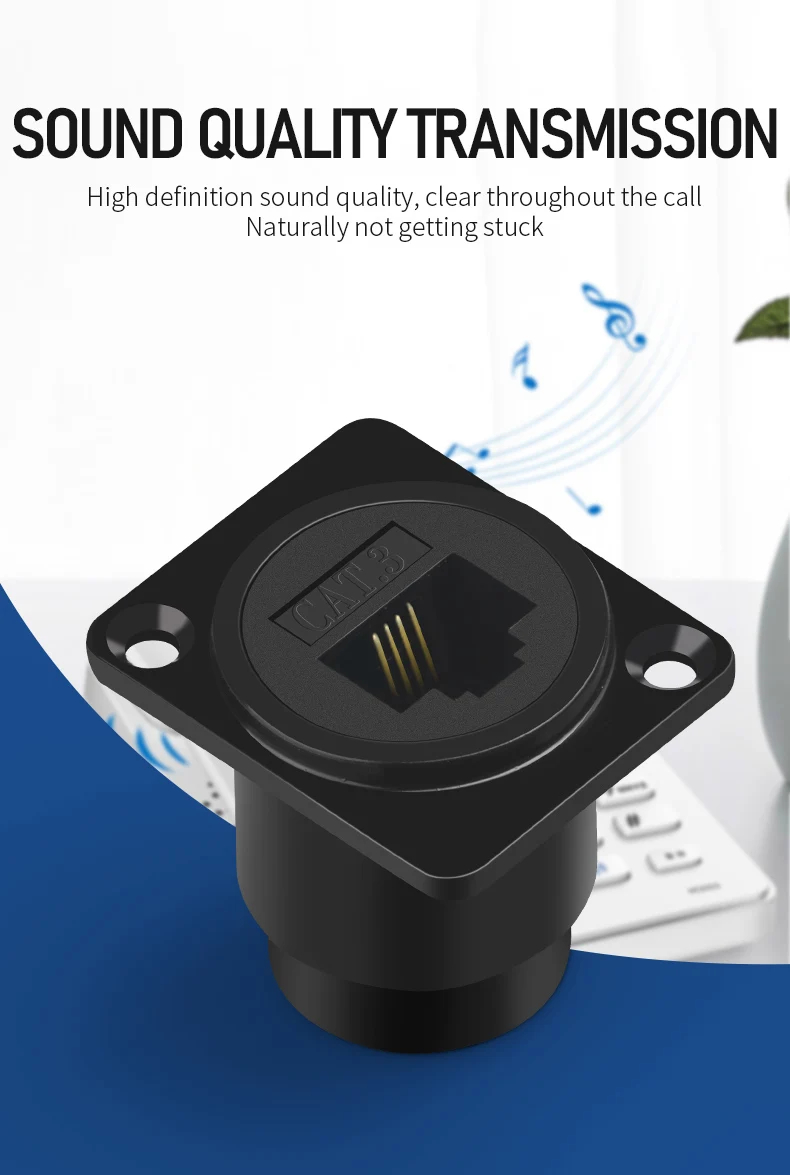 Panel Mount Black Rj11 Jack Connector Data Transfer Dual Port Cat3 ...