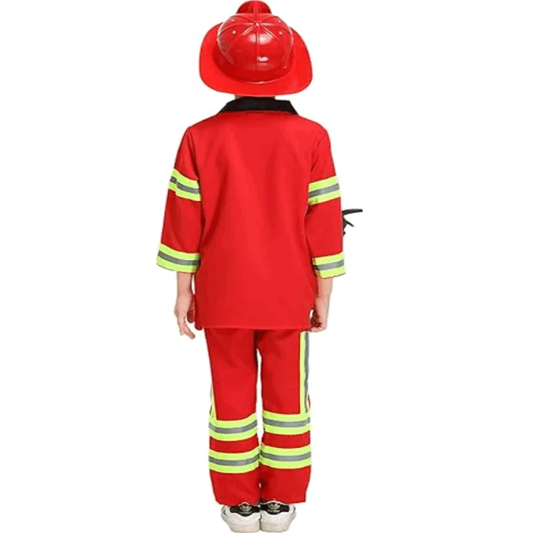 Kids Fireman Role Play Costume Halloween Cosplay Party Costume Fireman ...