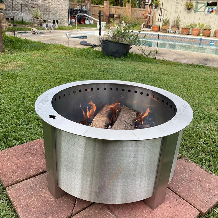 Round Portable Fire Pit Braziers Eco-friendly Stainless Steel Firepits ...