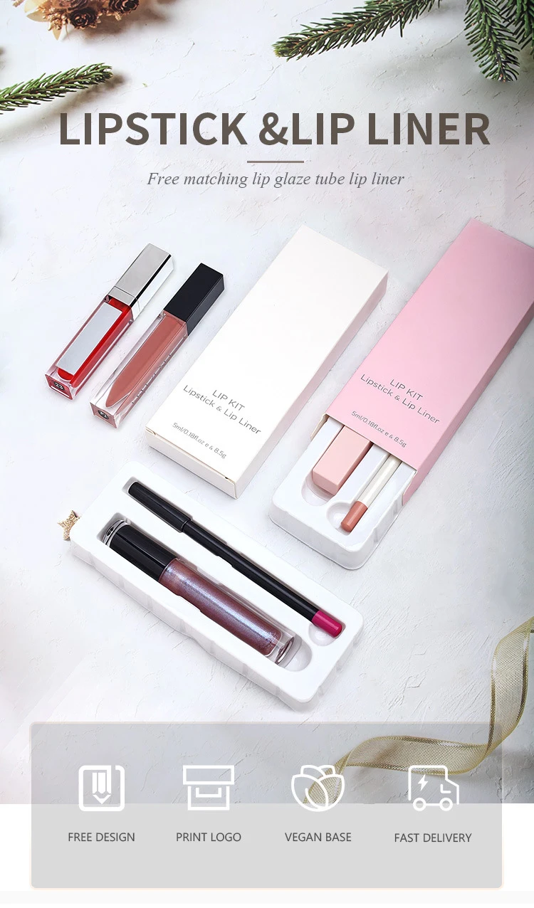Custom Logo Lipgloss Lip Liner Set Custom Packaging Wholesale Vegan ...