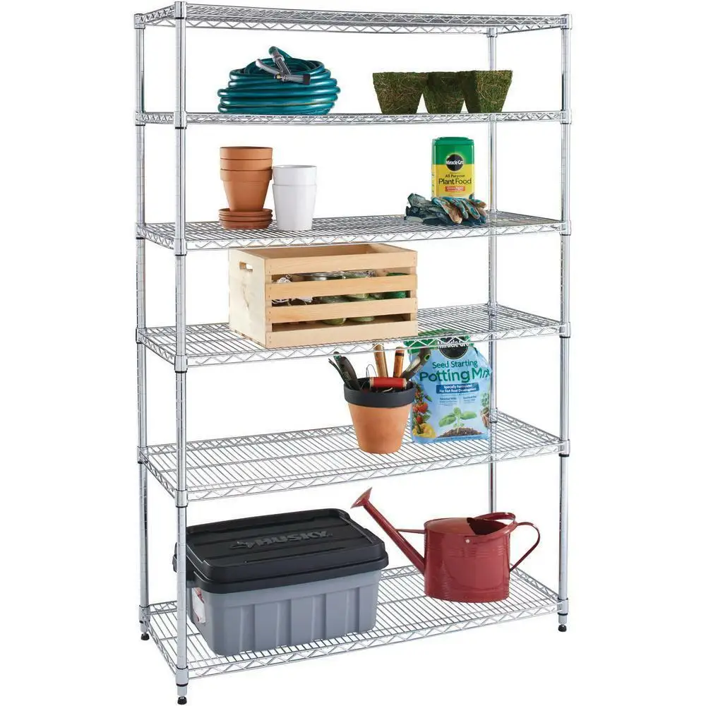 Metal Wire Shelving Unit Shelves Storage Silver 6 Tier Heavy Duty ...
