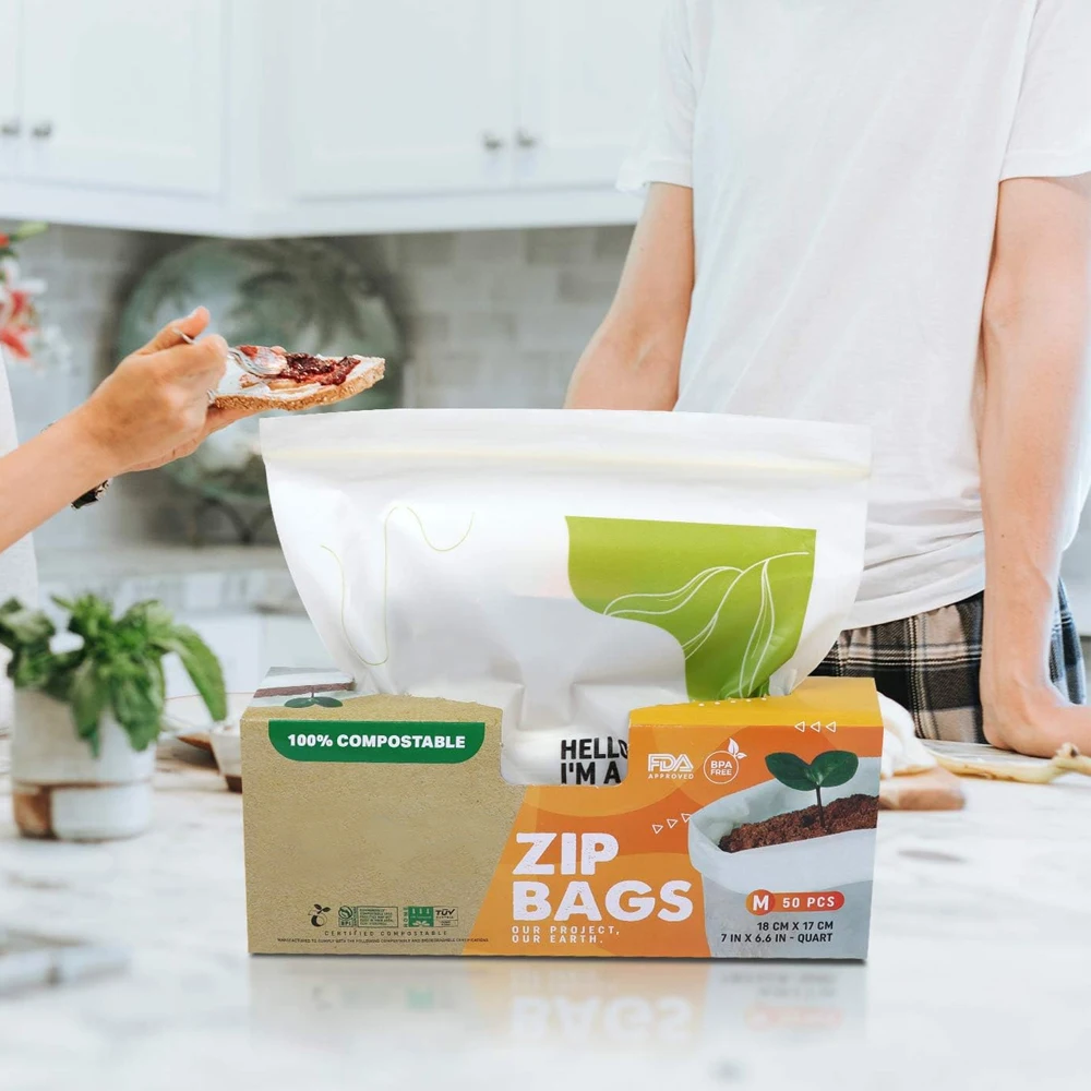 Home Compostable Zip Lock Bags - Sustainable & Biodegradable