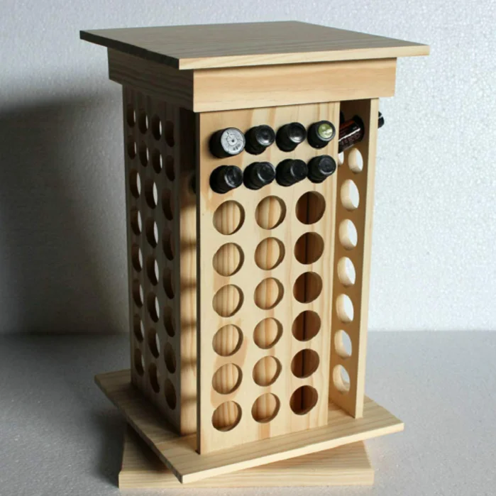 Wood Essential Oil Bottle Holder Rotating Classification Display Stand ...