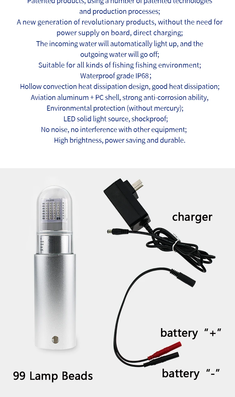 Mini Portable Wireless Charging Underwater Fish Trap Light With Battery ...