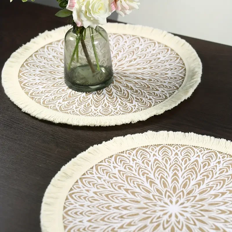 Tabletex Wholesale Custom Printed Boho Round Woven Placemats Braided ...