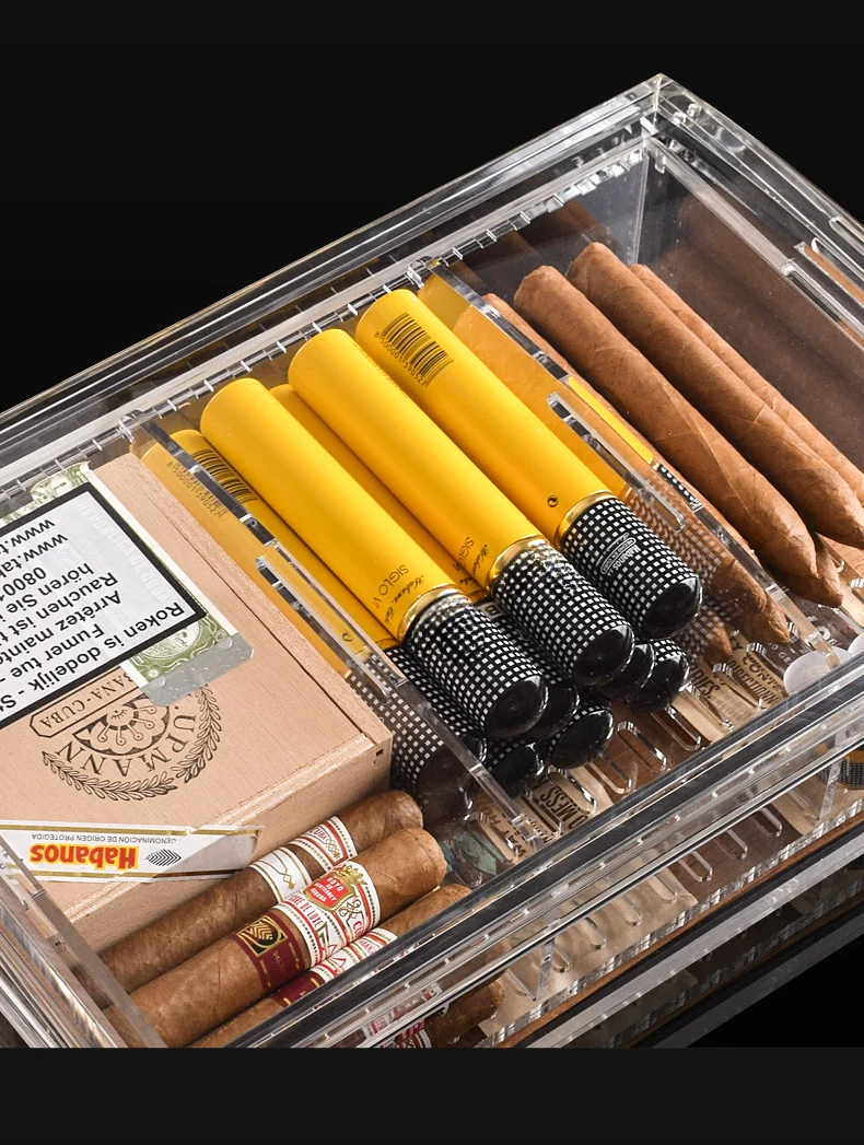 Cigar Humidor Sealed Box Acrylic With Cedar Wood Large Capacity ...
