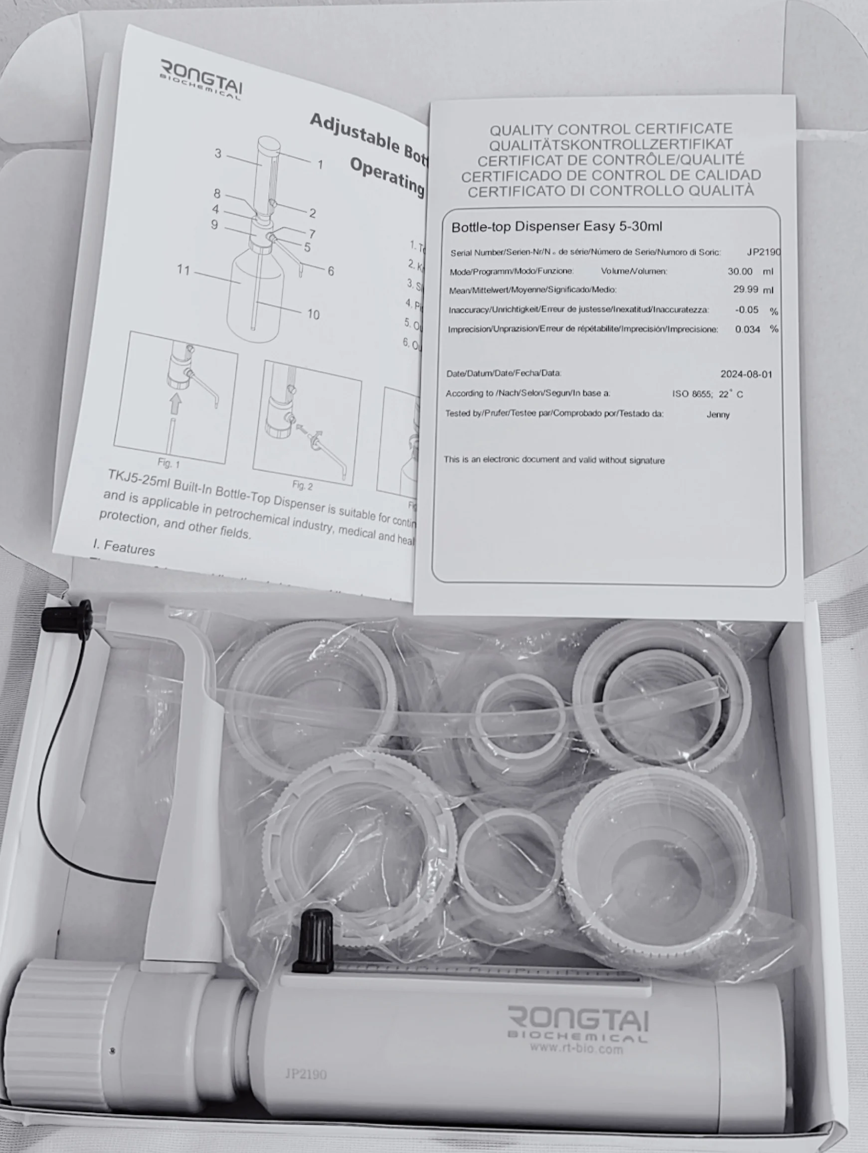 Bottle Top Dispenser 5-30ml for General Acid Resistance