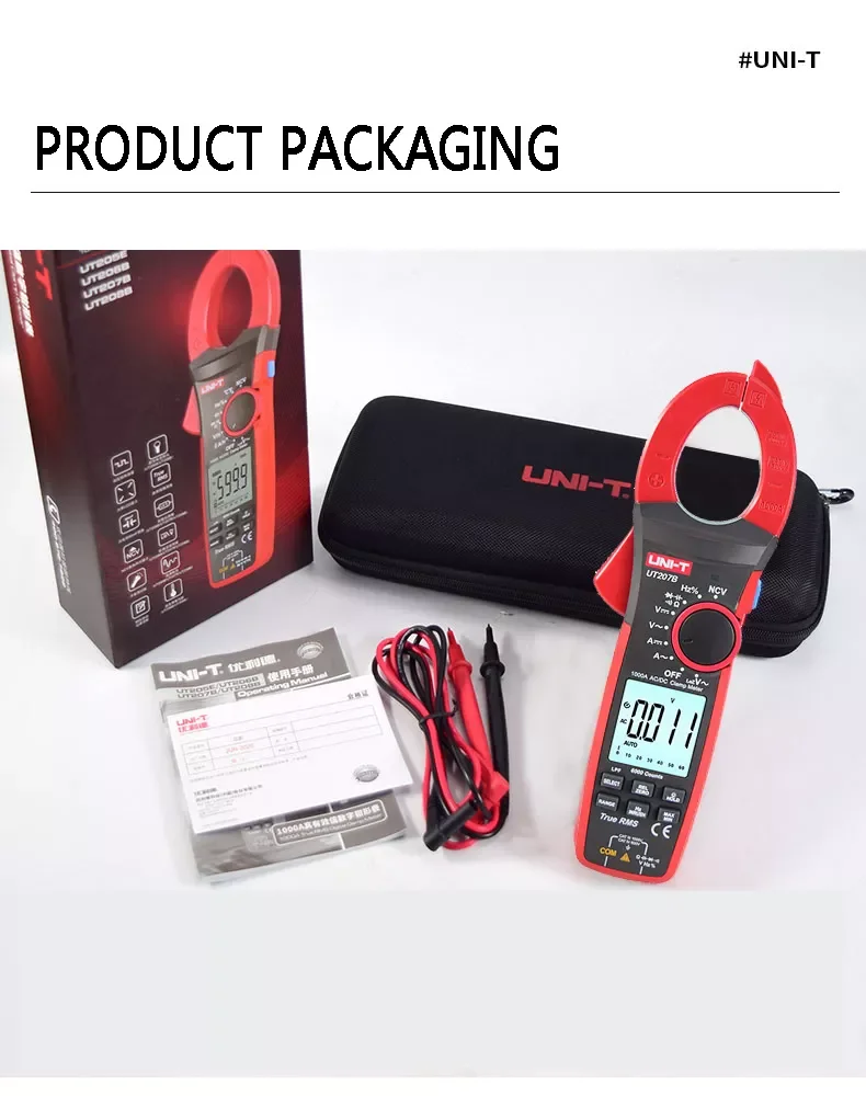 Uni-t Ut207b 1000a True Rms Digital Clamp Meter Multimeter Ac Dc ...