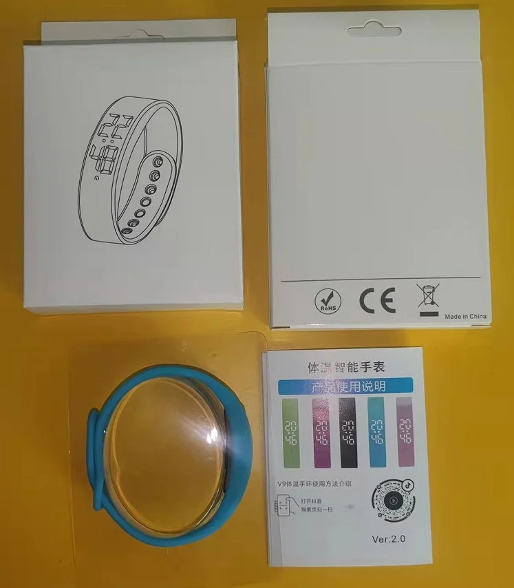 Body Temperature Monitor Thermometer Vibration Alarm Silicone Wristband ...