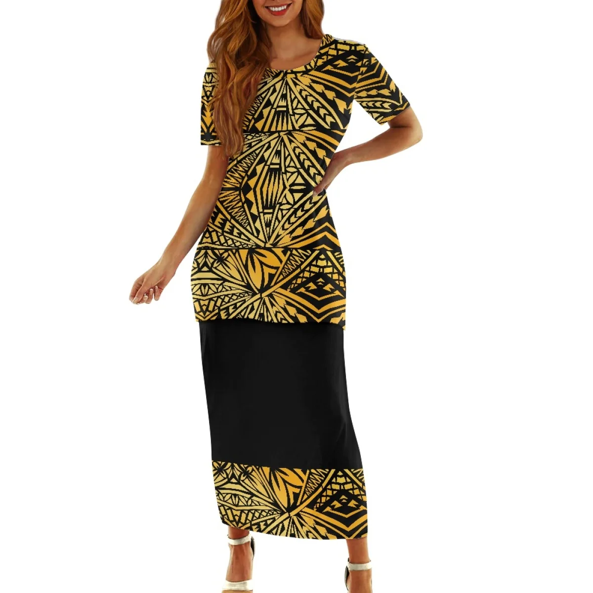 Polynesian Tribal Maxi Dress Samoan Puletasi Plus Size Women's Clothing ...